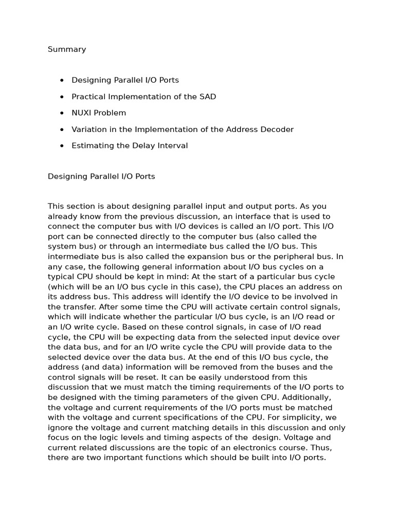 Designing Parallel I/O Ports Guide | PDF | Input/Output | Central ...