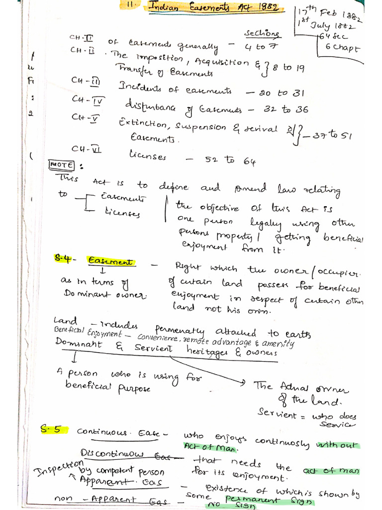 Easements Notes, Imp Terms, Sections | PDF