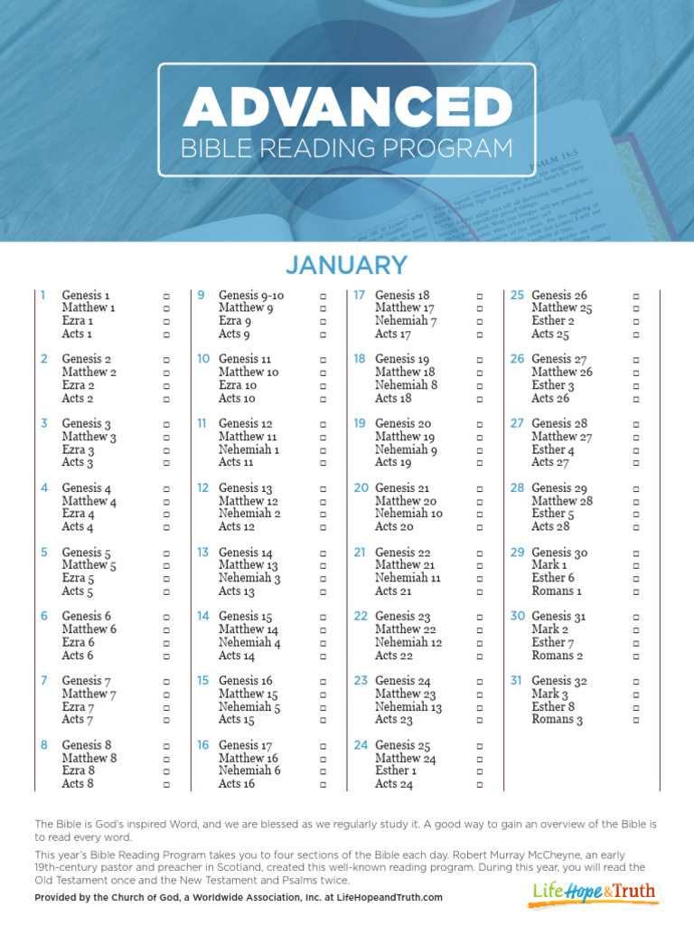Advanced Bible Reading Program Guide | PDF | Bible | Epistle To The ...