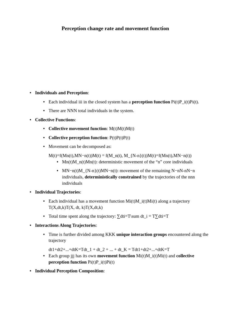 Perception Change Rate and Movement Function | PDF | Determinism ...