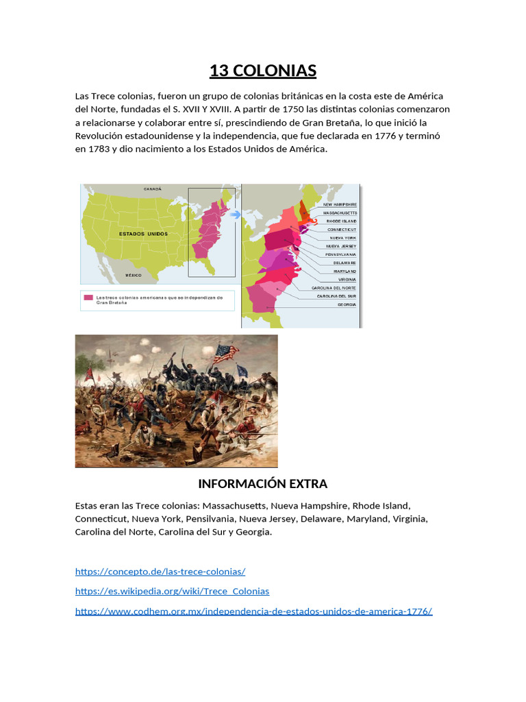 Historia de las Trece Colonias | PDF