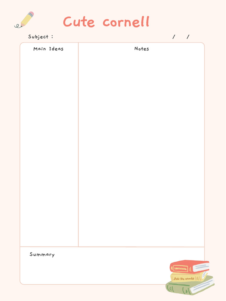 Cute Cornell Notes Template | PDF