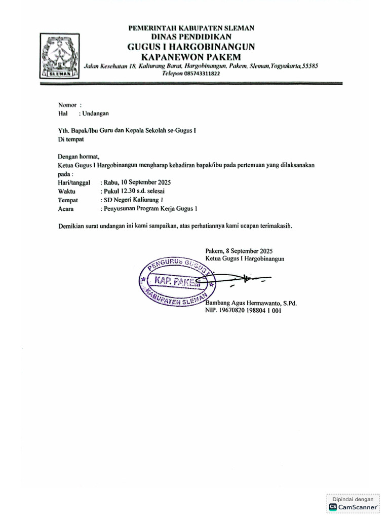 Undangan Gugus 1 | PDF