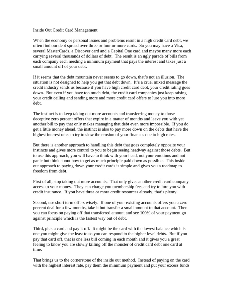 Effective Credit Card Debt Management | PDF | Credit Card | Debt
