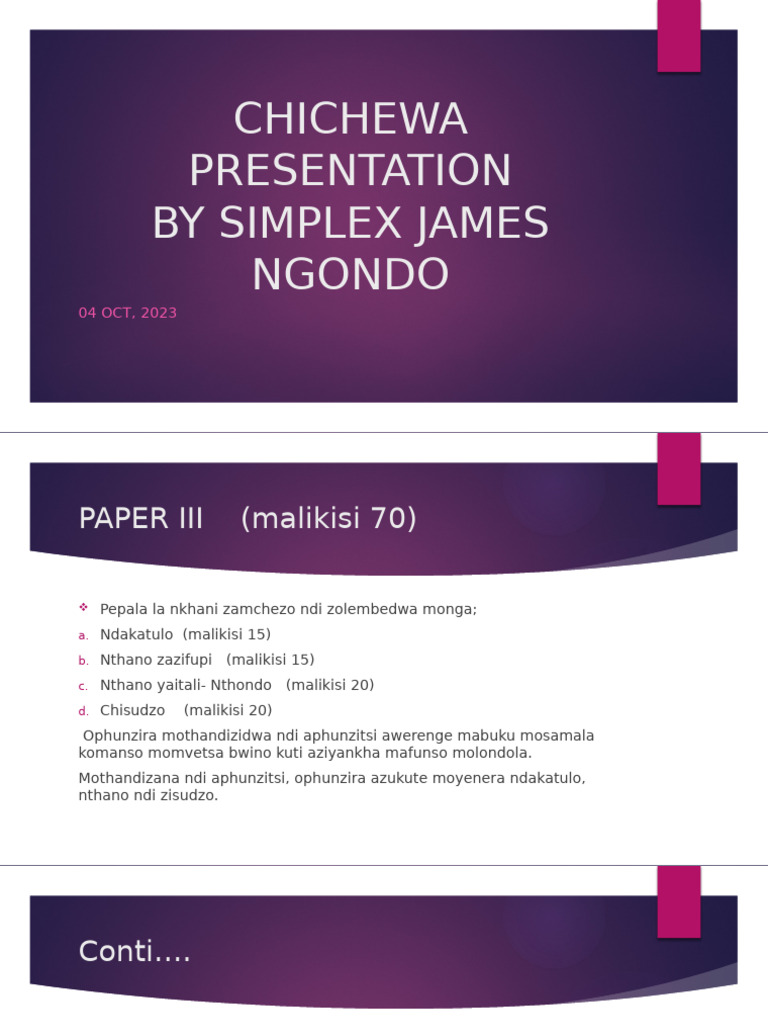 Chichewa Powerpoint Presentation | PDF