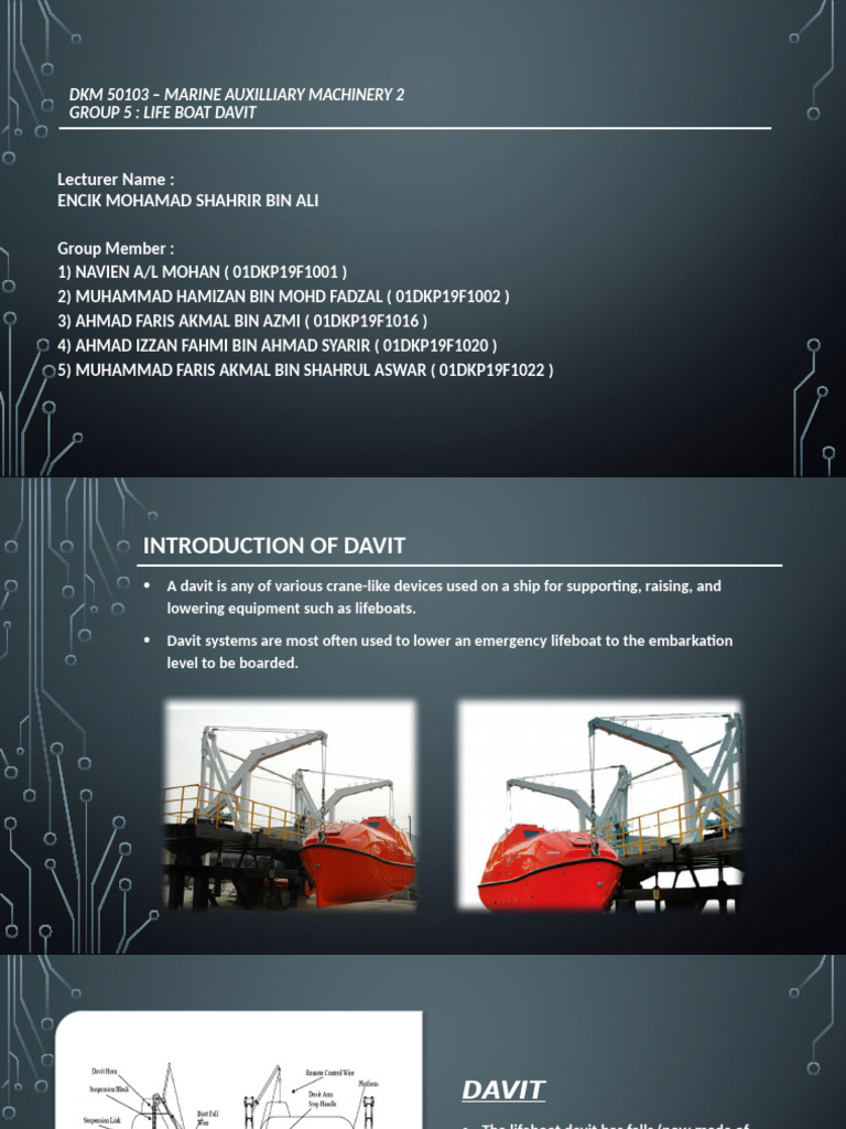 Lifeboat Davit Systems Overview | PDF | Watercraft | Ships
