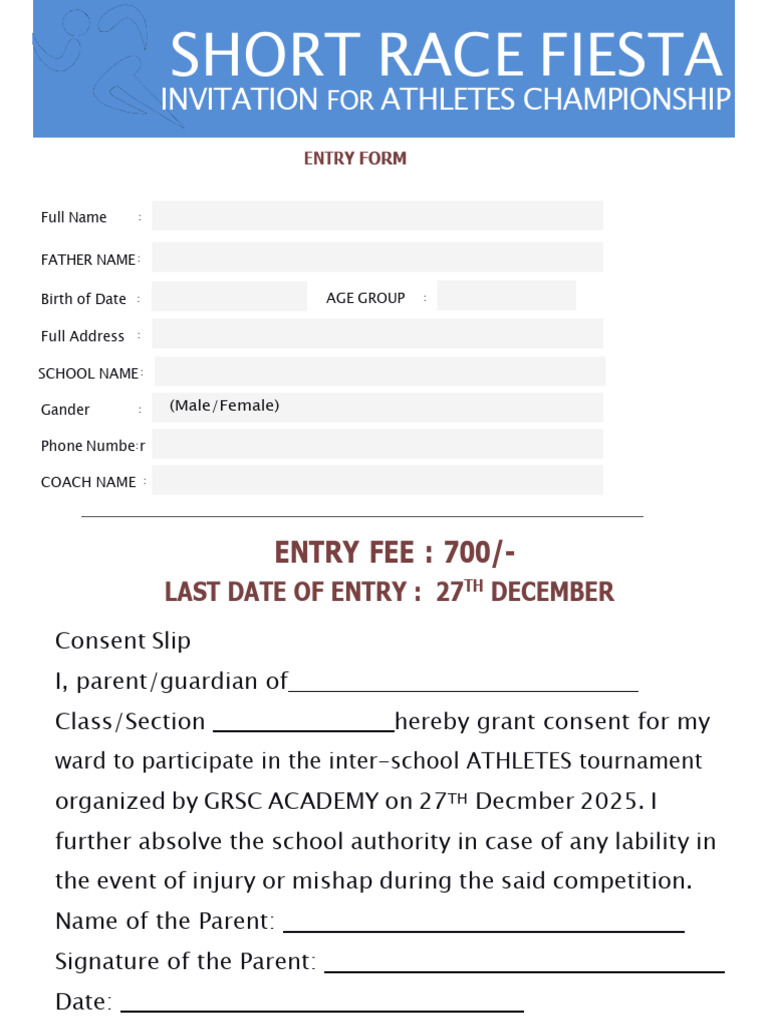 Inter-School Athletics Championship Entry | PDF