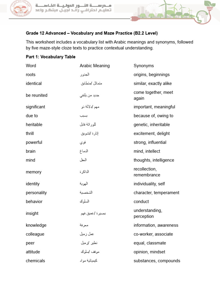 Grade 12 Advanced Final Vocab | PDF