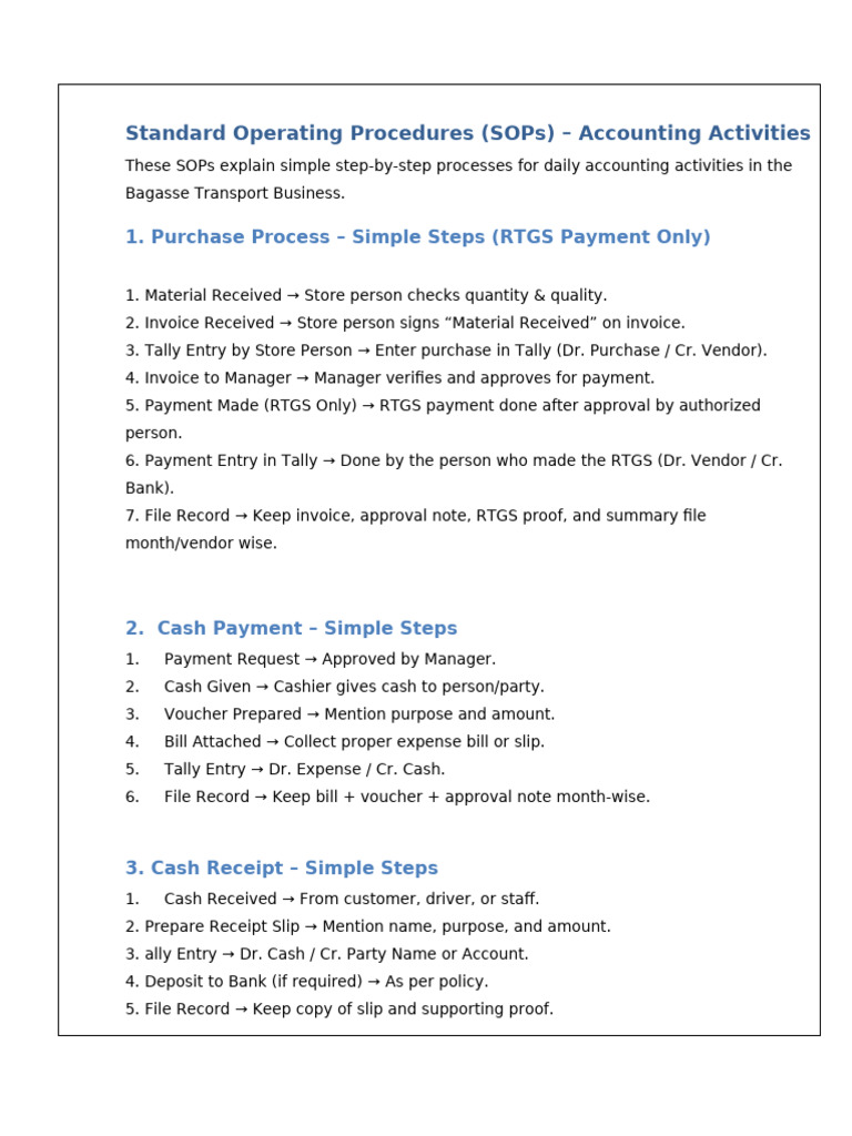 All Simple SOPs Accounting | PDF | Receipt