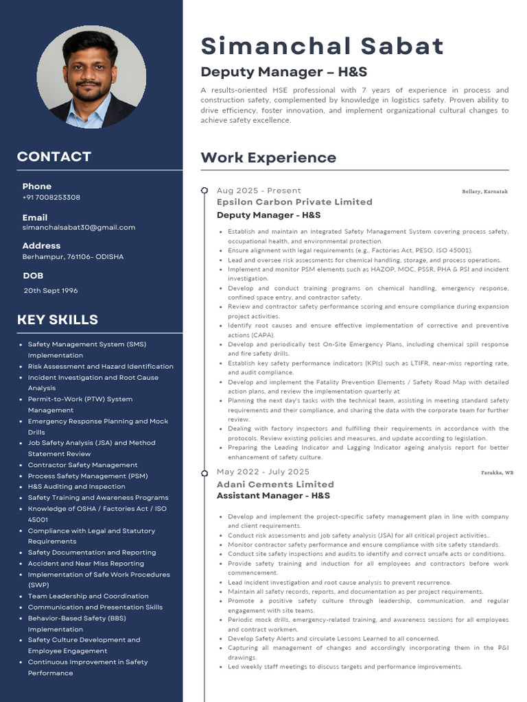 Black White Minimalist CV Resume | PDF | Safety | Occupational Safety ...
