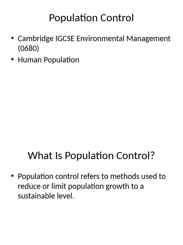 IGCSE 0680 Population Control | PDF