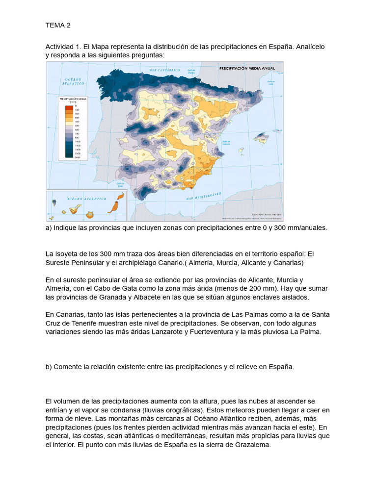 PRÁCTICAS TEMA 2 GEOGRAFÍA | PDF | Clima | Precipitación