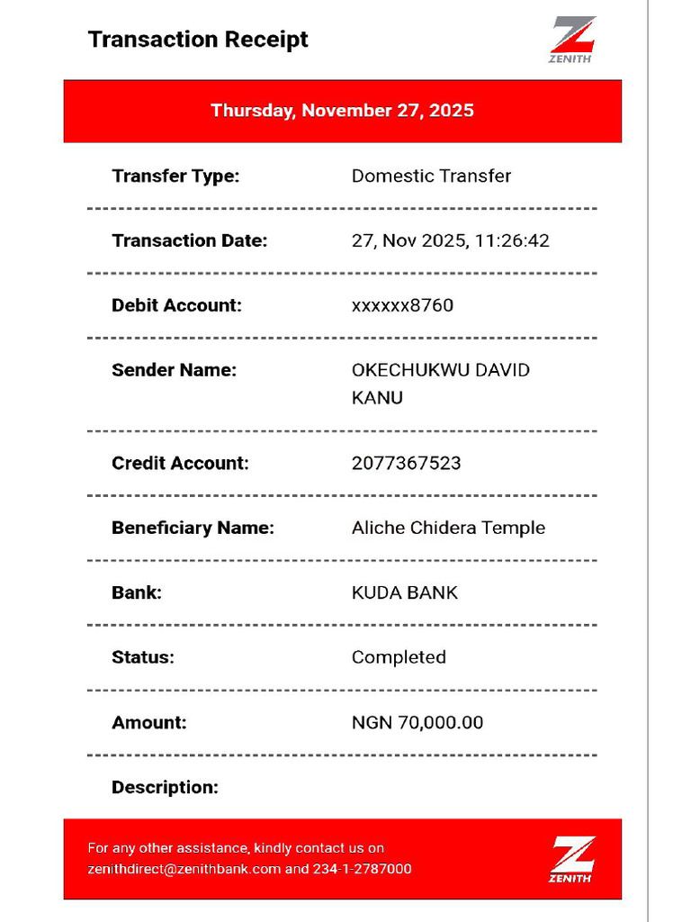 Zenith Bank Transactions | PDF