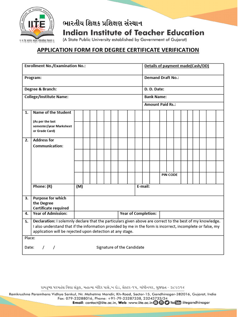 Degree Certificate Verification Form | PDF