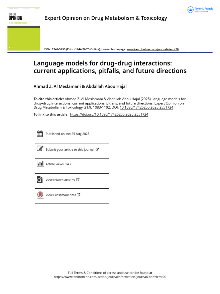Language Models For Drug Drug Interactions Current Applications ...