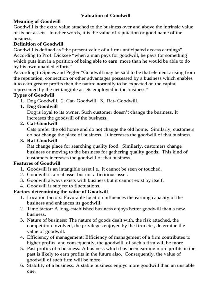 Understanding Goodwill Valuation Methods | PDF | Goodwill (Accounting ...