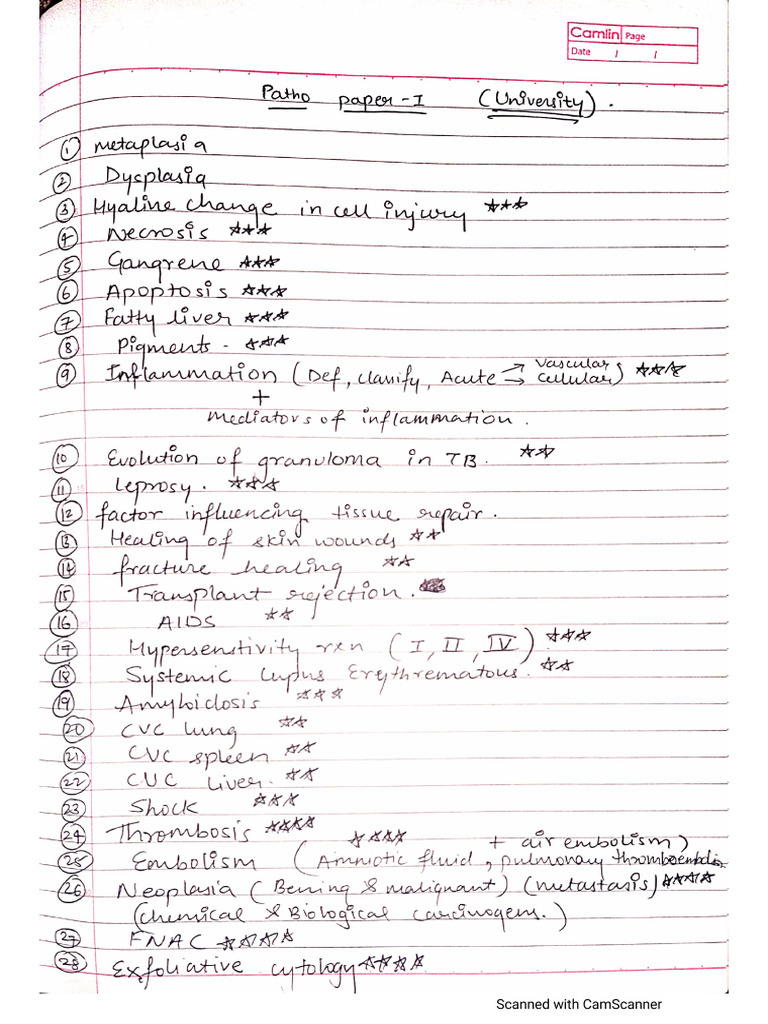 Pathology Paper 1 University | PDF