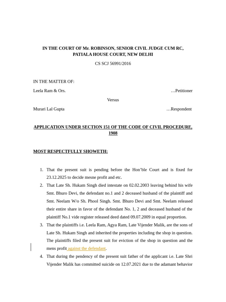 Section 151 CPC Patiala House | PDF | Lawsuit | Affidavit