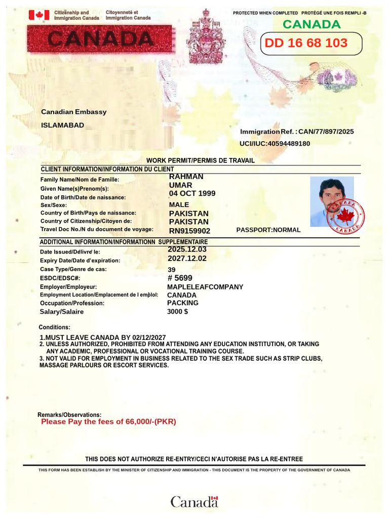 Canada Work Permit Application Form | PDF