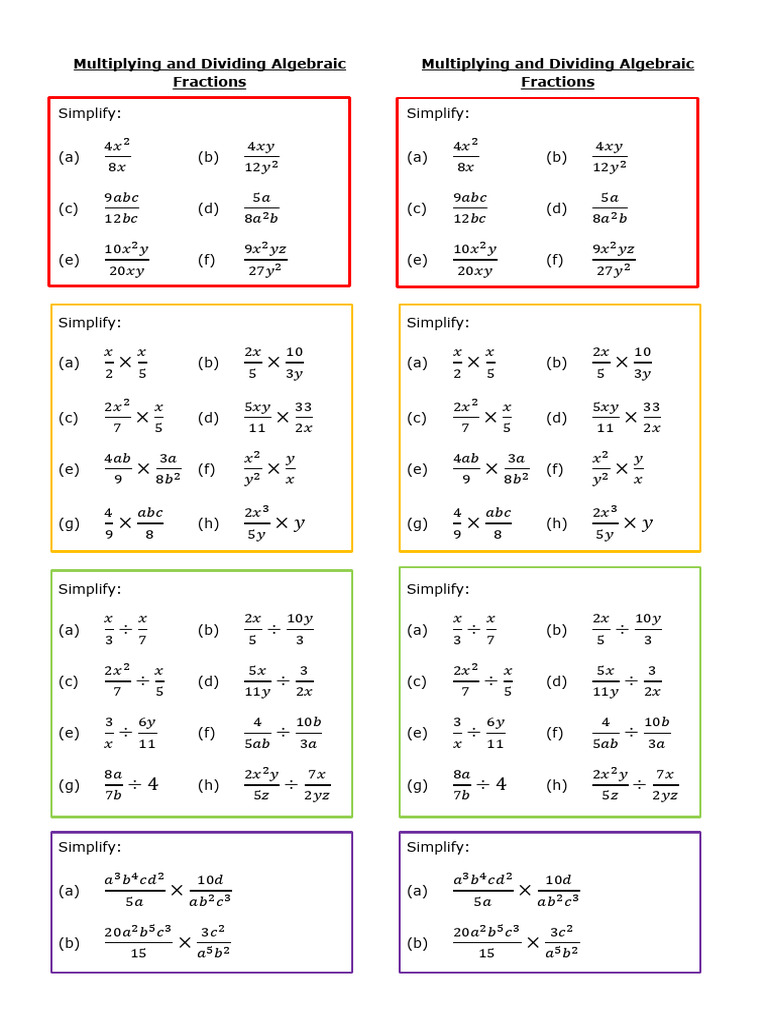 Simplifying Algebraic Fractions Guide | PDF | Mathematics ...