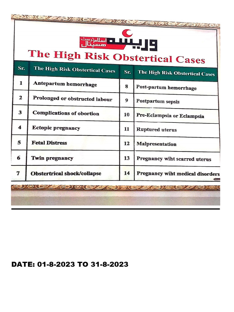 High Risk Obs Chart | PDF