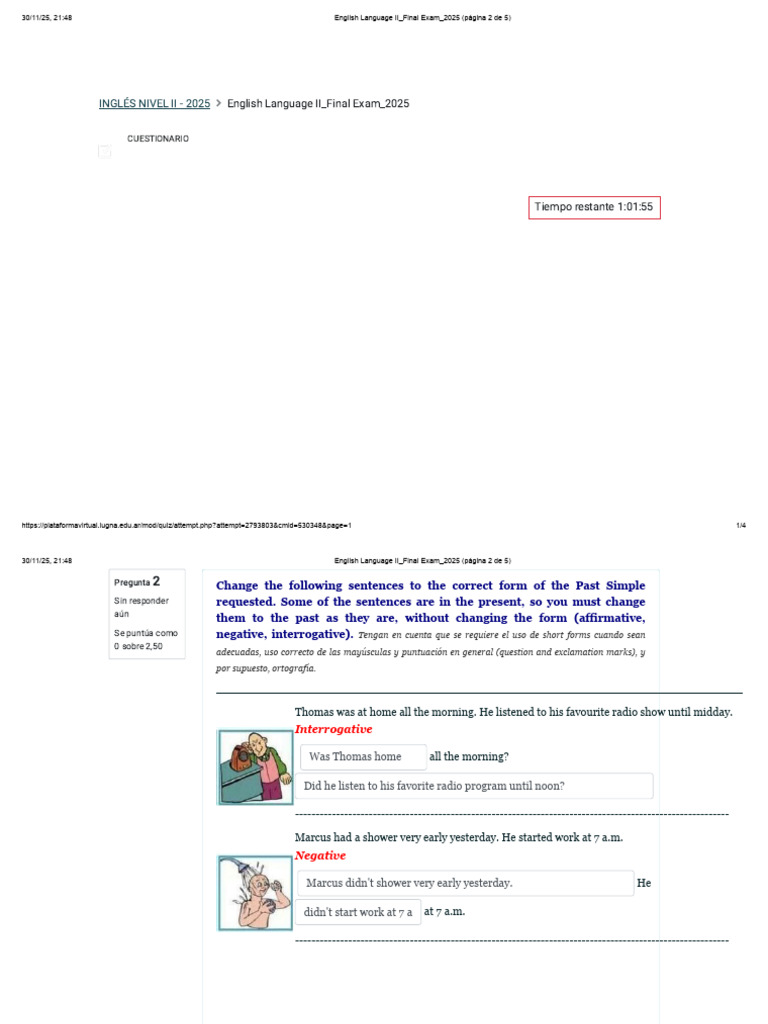 English Language II - Final Exam - 2025 (Página 2 de 5) | PDF ...