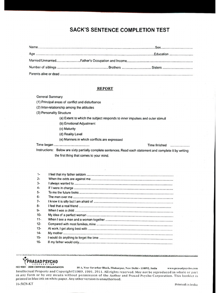 SCT Scoring Key | PDF