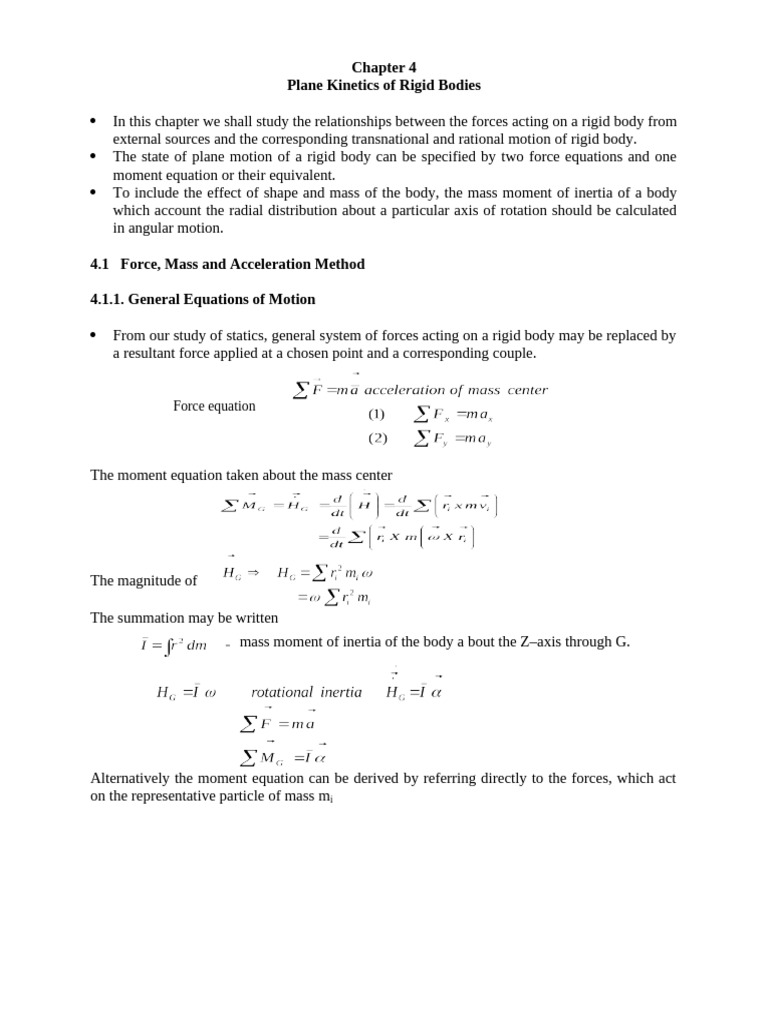 Chapter Four Dynamics Note Engineering M | PDF | Rotation Around A ...