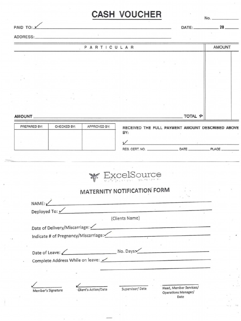 Maternity Notif Form & Cash Voucher | PDF