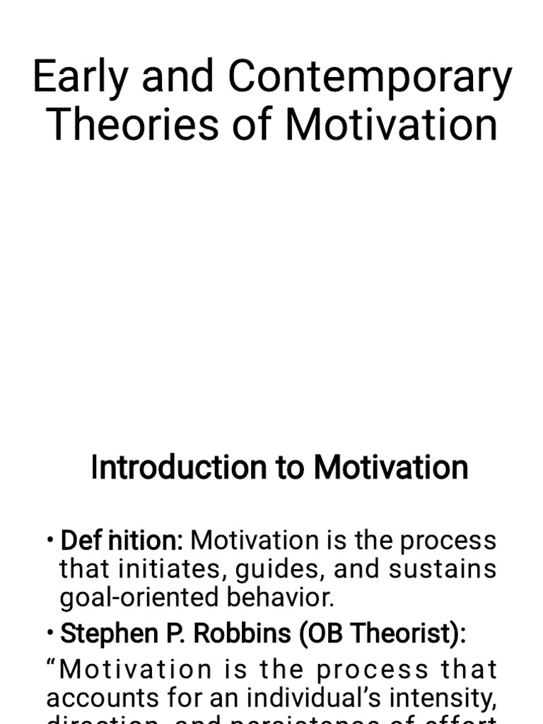 Motivation Theories: Early to Modern Insights | PDF | Motivational ...