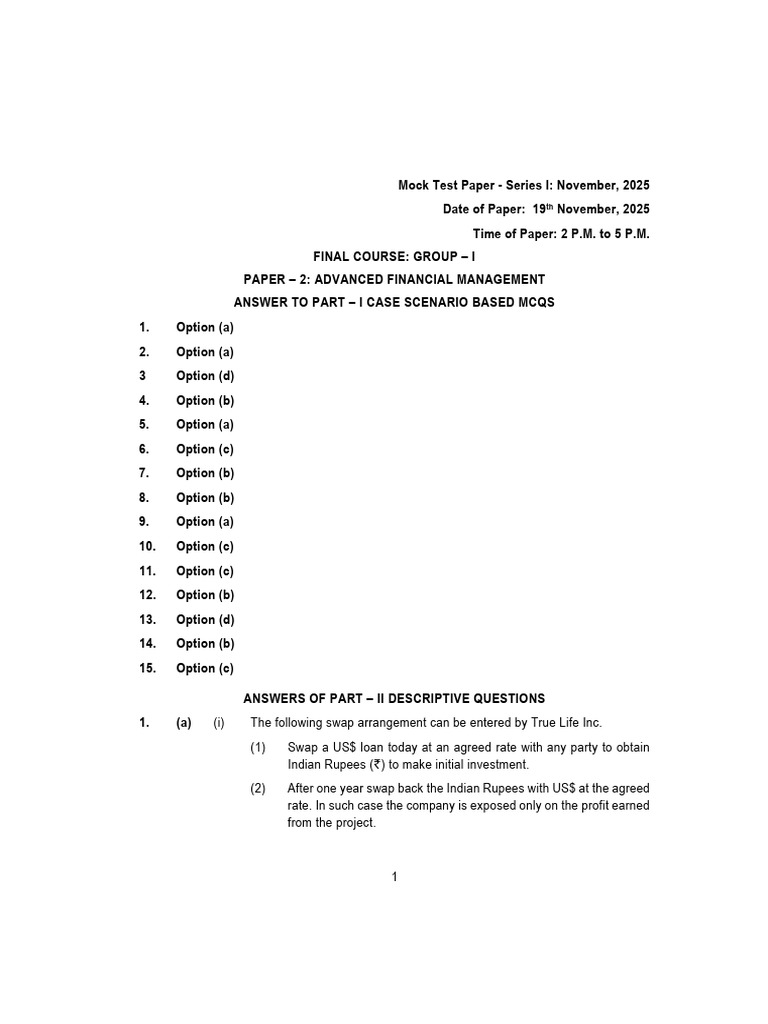 Advanced Financial Management Mock Test | PDF | Option (Finance) | Put ...