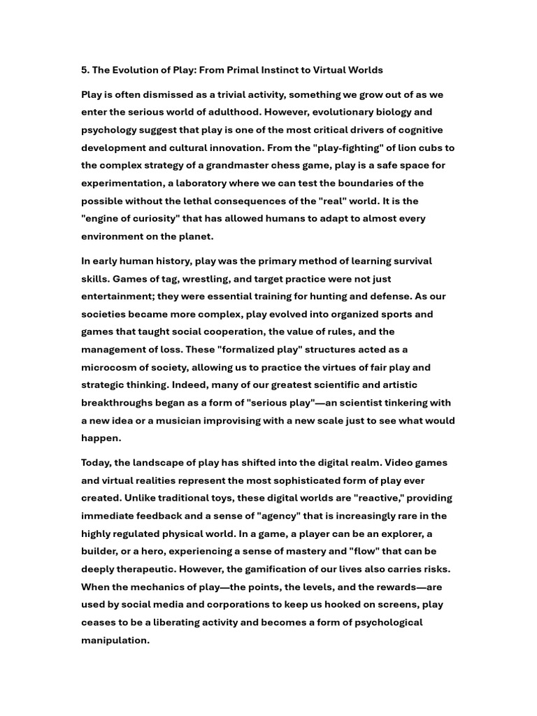 The Evolution of Play | PDF | Evolution | Cognitive Science