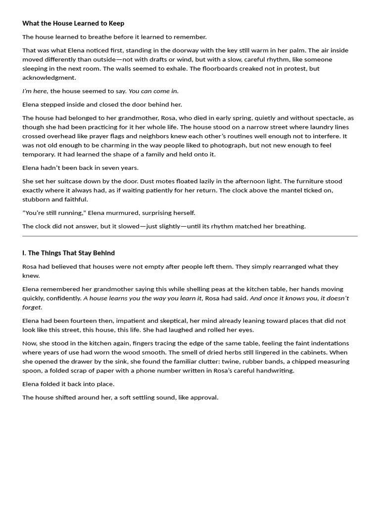 What The House Learned To Keep | PDF