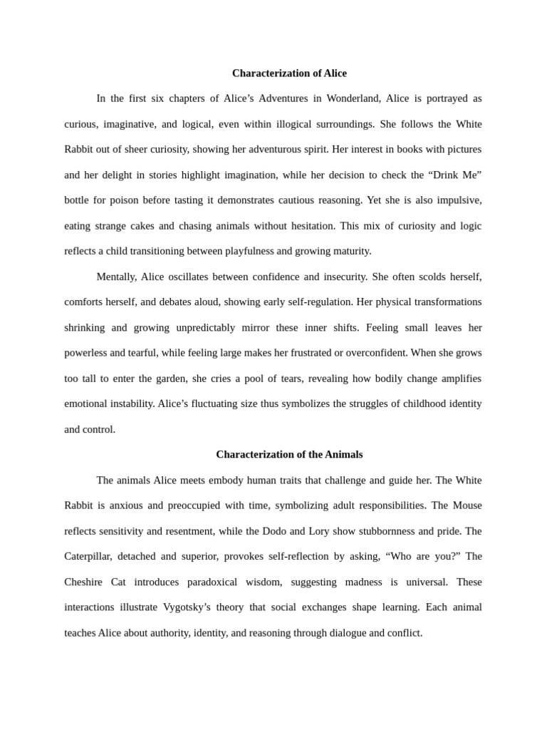 Characterization of Alice | PDF | Alice (Alice's Adventures In ...