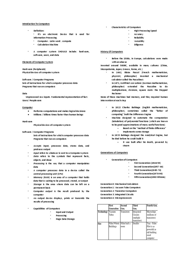 Introduction To Computers | PDF | Very Large Scale Integration ...