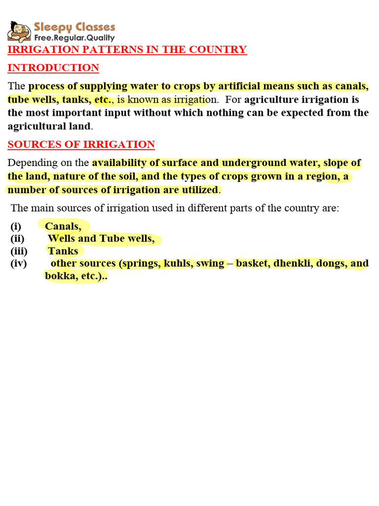 Irrigation Sources and Patterns in India | PDF | Irrigation | Groundwater