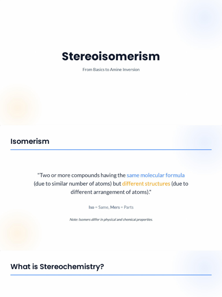 Stereoisomerism Presentation | PDF