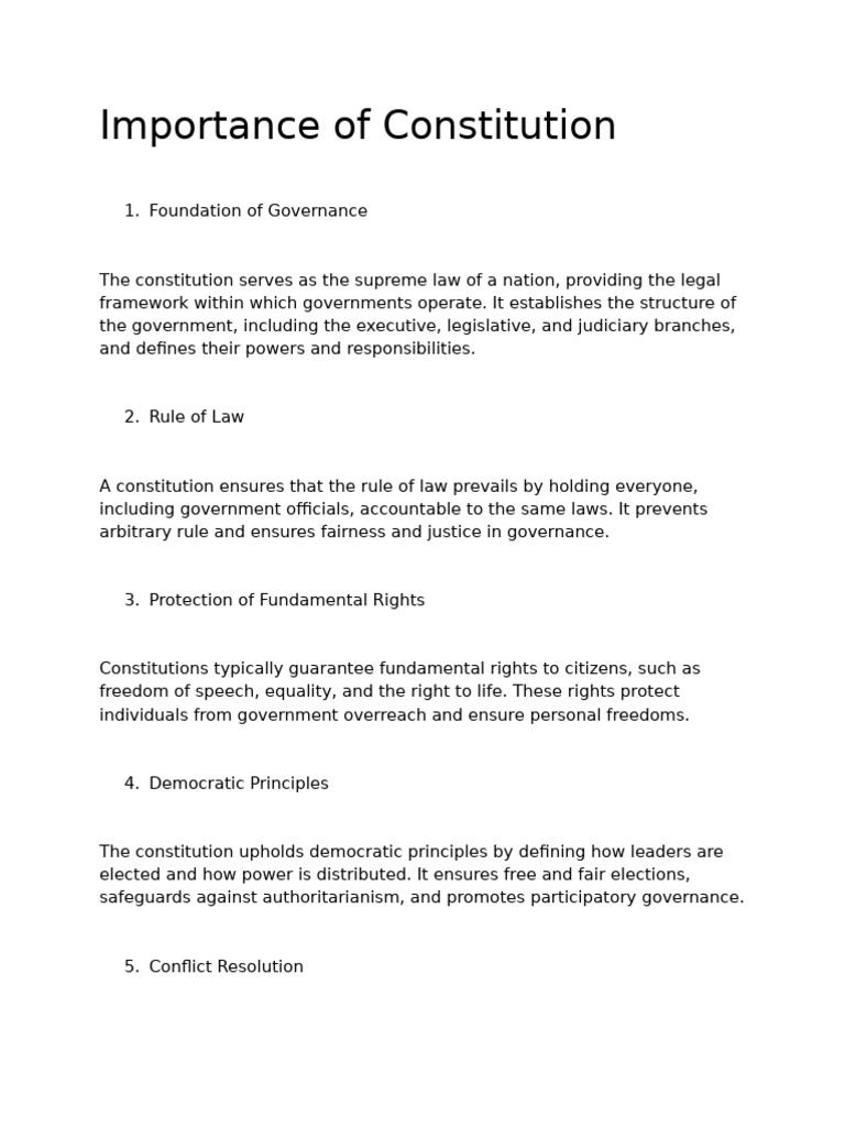 Importance of Constitution | PDF | Governance | Rule Of Law