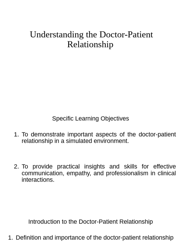 Understanding The Doctor-Patient Relationship | PDF