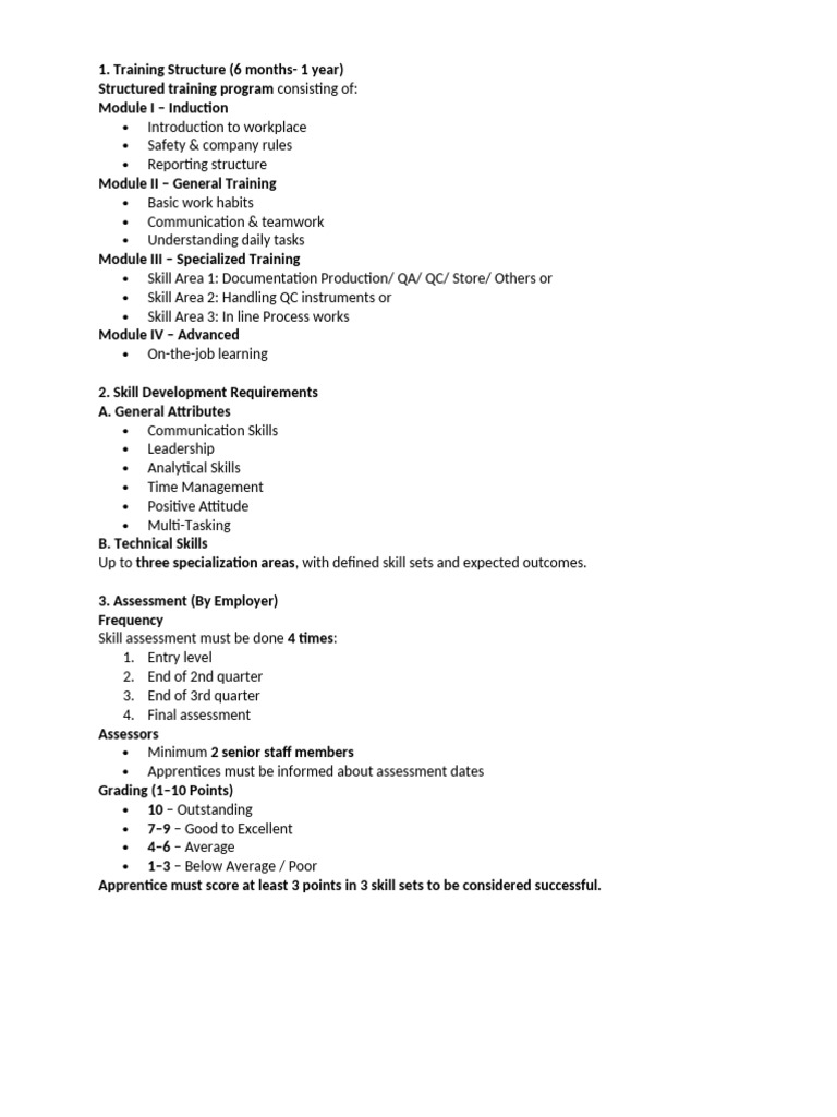 Comprehensive Apprentice Training Program | PDF