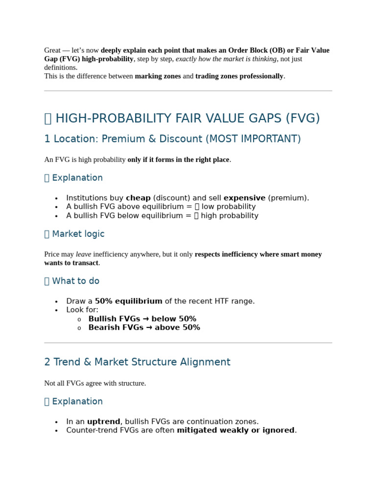 High-Probability Order Blocks & FVGs Guide | PDF | Investing | Economies