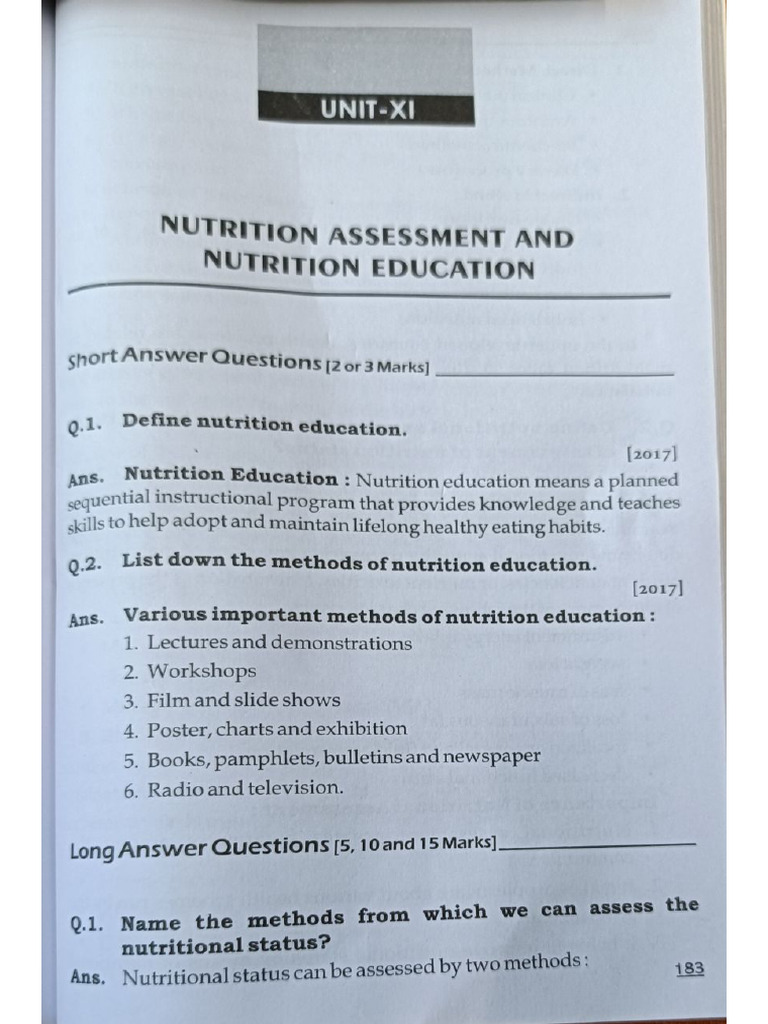 Nutritional Assessment and Nutrition Education | PDF