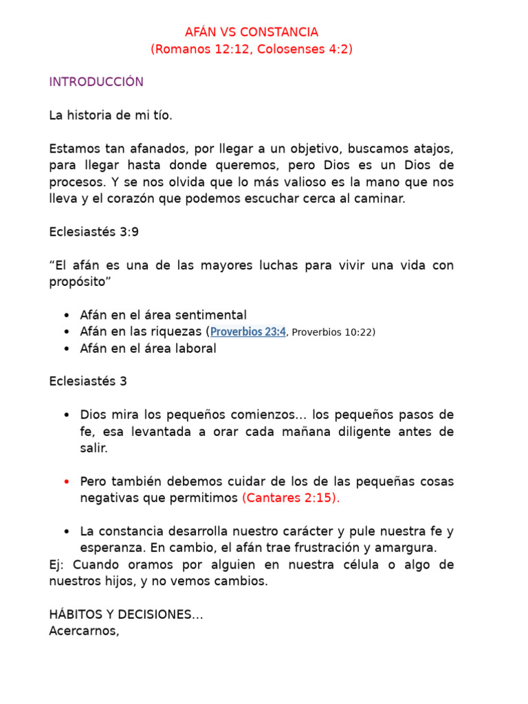 Afán vs Constancia: Claves para el Éxito | PDF