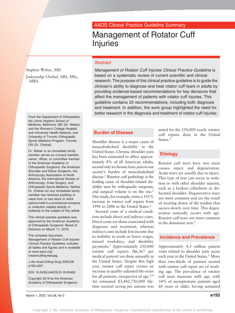 Rotator Cuff Injury Management Guidelines | PDF | Shoulder | Health Care