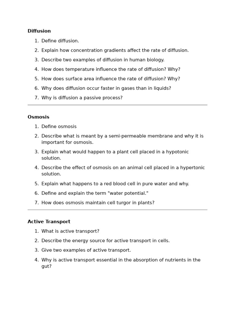Diffusion, Osmosis, and Active Transport Explained | PDF