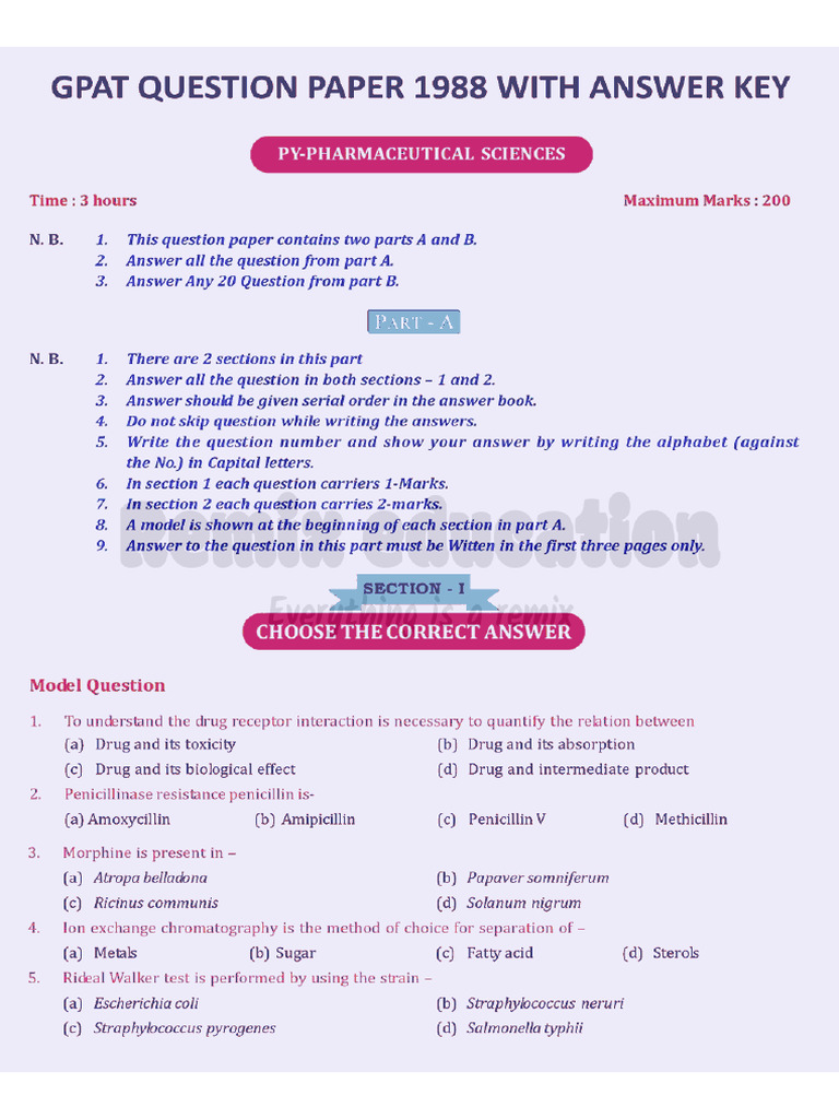 Gpat Question Paper 1988 | PDF