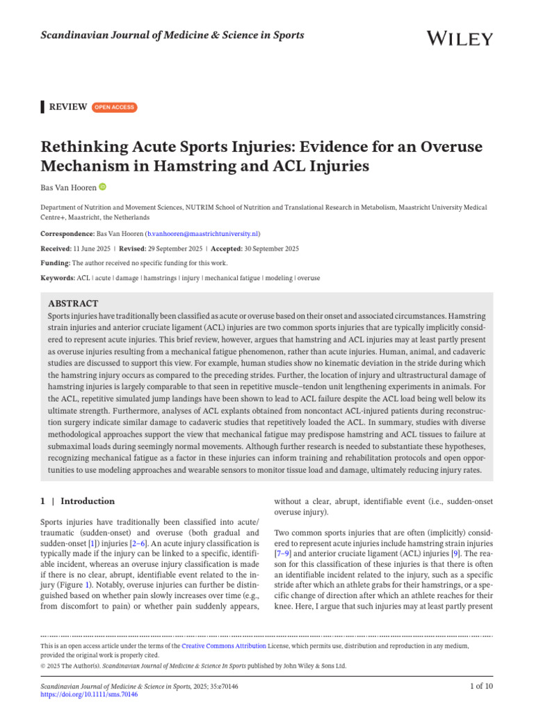 Rethinking Acute Sports Injuries - Evidence For An Overuse Mechanism in ...