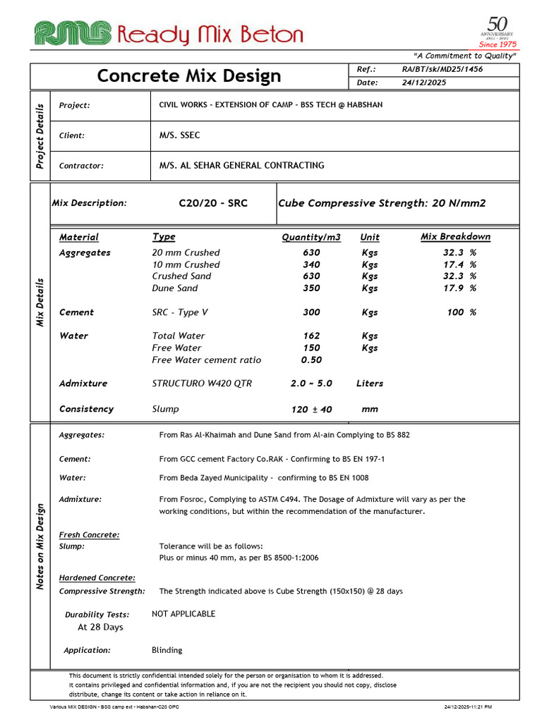 Concrete Mix Designs for BSS Camp Extension | PDF | Concrete | Building ...