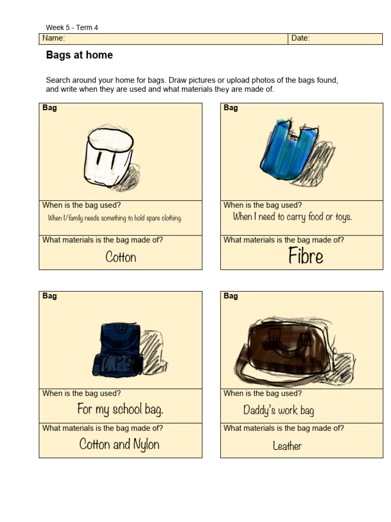 Exploring Bags at Home: Usage & Materials | PDF