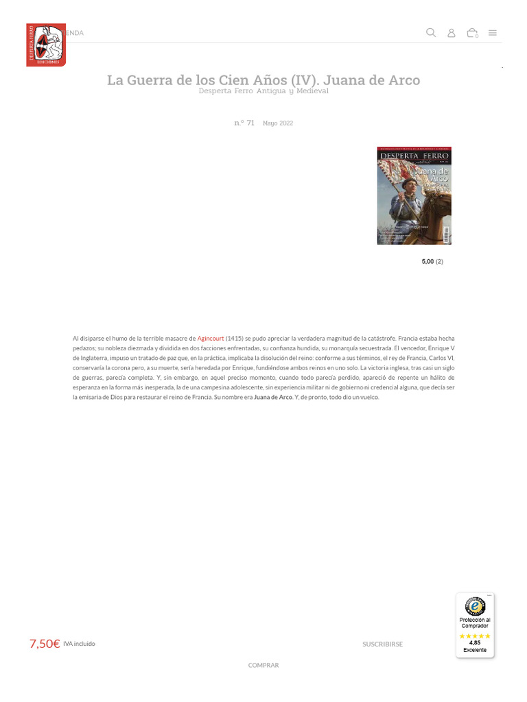 Juana de Arco. La Guerra de Los Cien Años (IV) - Antigua y Medieval N.º ...